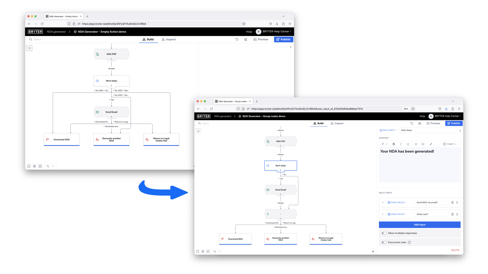 Structure a module with Empty Actions – BRYTER | Help Center