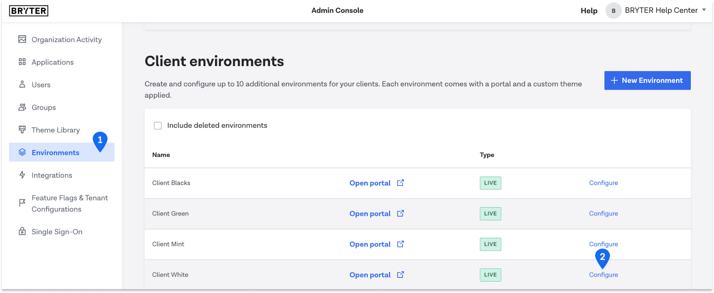 Create and delete client environments – BRYTER | Help Center