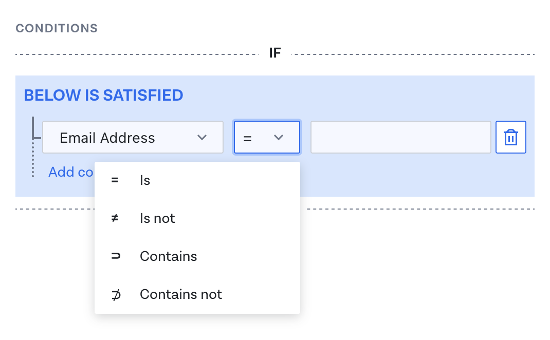 List of available conditions – BRYTER | Help Center