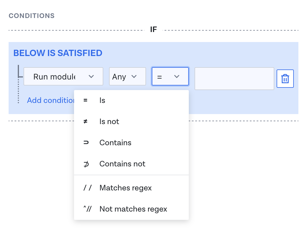 List of available conditions – BRYTER | Help Center